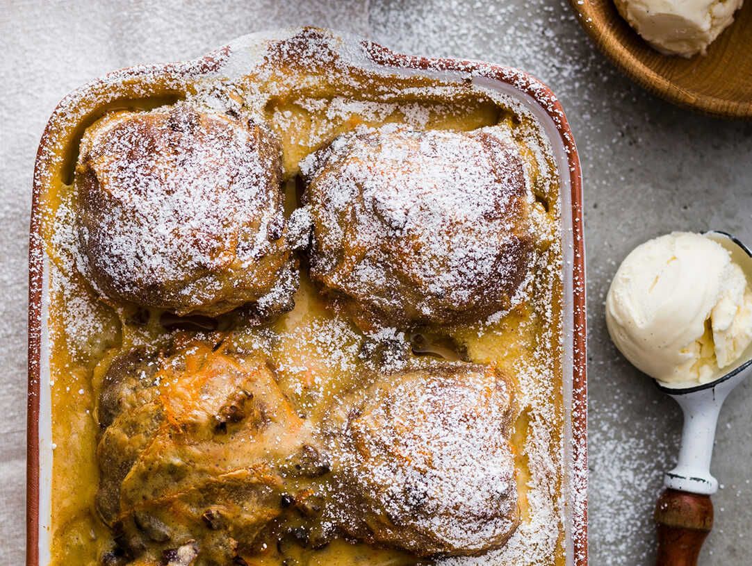 Spiced Carrot Hot Cross Bun Pudding Recipe | Bake with Stork