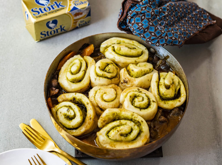 Oxtail Stew with Pesto-Swirled Dombolo Recipe | Stork